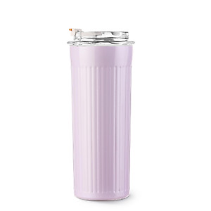 Puraville 14 oz Coffee Tumbler with Lid and Straw, Stainless Steel Insulated Travel Coffee Mug with Lid, Reusable Skinny Tumbler Cup for Women and Men,Lilac