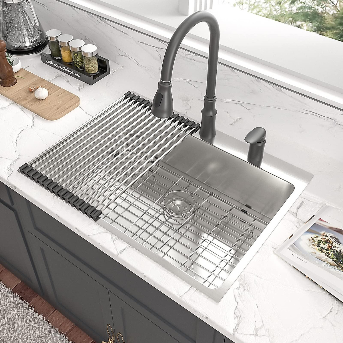 33 Inch Drop In Kitchen Sink - Lordear 33x22 Kitchen Sinks Drop In Stainless Steel Sinks Topmount 16 Gauge T304 Single Bowl Kitchen Sink With 3mm Thickened Plate Round Corners