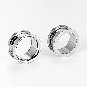 PUNKYOUTH 14PCS Ear Gauges Tunnels Plugs Stainless Steel Screw Fit Stretcher Expander Body Piercing Jewelry Set 6mm-25mm