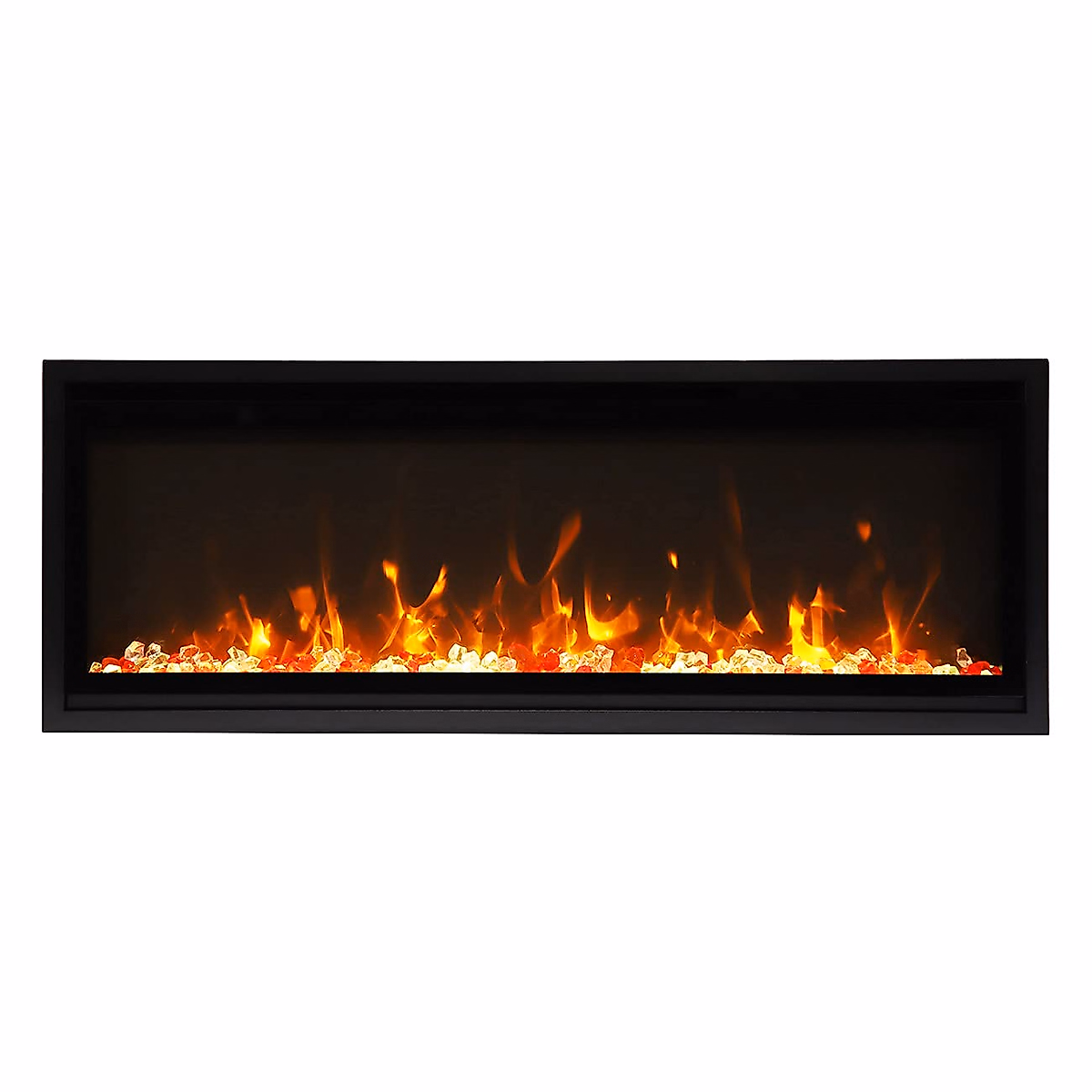 45" Extra Slim Indoor Only Electric Fireplace with Black Steel Surround