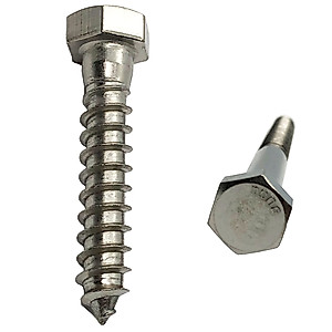 3/8" X 1.5" - 304 Grade Stainless Steel lag screws, Hex head fasteners, stainless steel screw. Use as Construction, wood, metal, lag screw, mounting screws fasteners lag bolts. Heavy duty screws. (25)