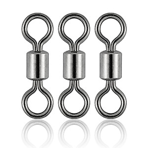 Dr.Fish 50 Pack Fishing Micro Swivels Fly Fishing Swivels Rolling Barrel Swivels High Strength Solid Rings Hook line Connector Black Nickel Swivels Fishing Tackles 6mm