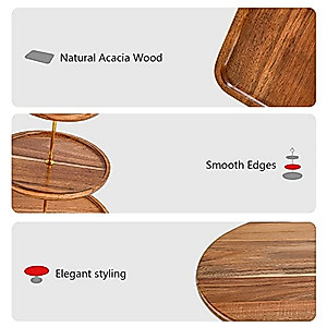 Set of 3,Lwhaoye Acacia Wood Dessert Stands Table Display Set,Tall 12 inch Rustic Dessert Cup Cake Stand for Weddings Birthdays Holidays Housewarming