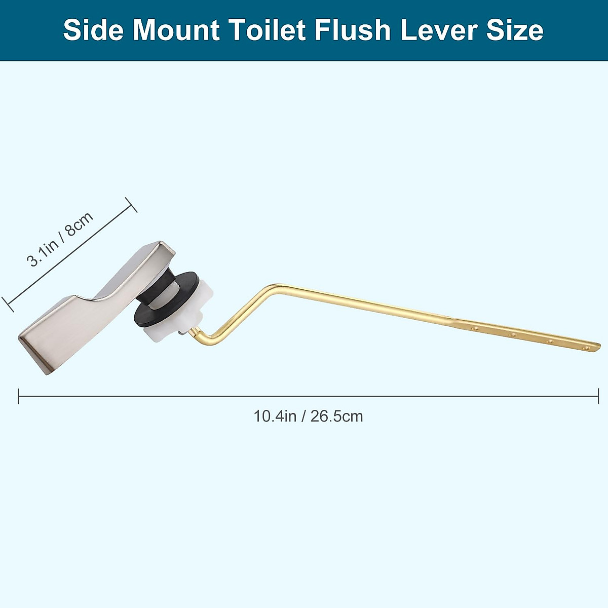 Hygie Rinse Universal Toilet Handle Replacement, Brushed Nickel Side Mount Toilet Trip Lever Repair Kit with Flapper Chain, Compatible with American Standard/Mansfield Toilet