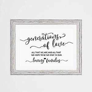 Generations of Love Wedding Sign Generations of Love Sign Wedding Generation Sign All That We Are and All That We Hope Wedding Quote UNFRAMED 8x10 inch