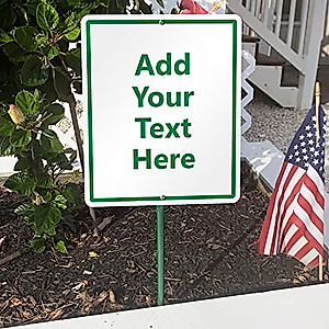 SmartSign 12 x 10 inch Custom Yard Sign with 3 foot Stake - Add Your Text, 40 mil Laminated Rustproof Aluminum, Choose Your Color, Set of 1
