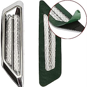 Azoepart 1 Pair Universal Car Air Flow Chrome Fender Side Vent Decor Sticker Air Flow Vent Door Hood Self-Adhesive Decal accesory for Car SUV Truck Wheel Well Arch or Side Bumper/Fenders,Black