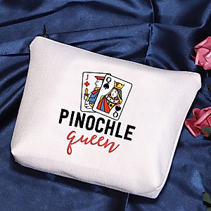 POFULL Pinochle Lover Gift Pinochle Queen Player Cosmetic Bags Pinochle Card Game Queen Gift (Pinochle Queen bag)