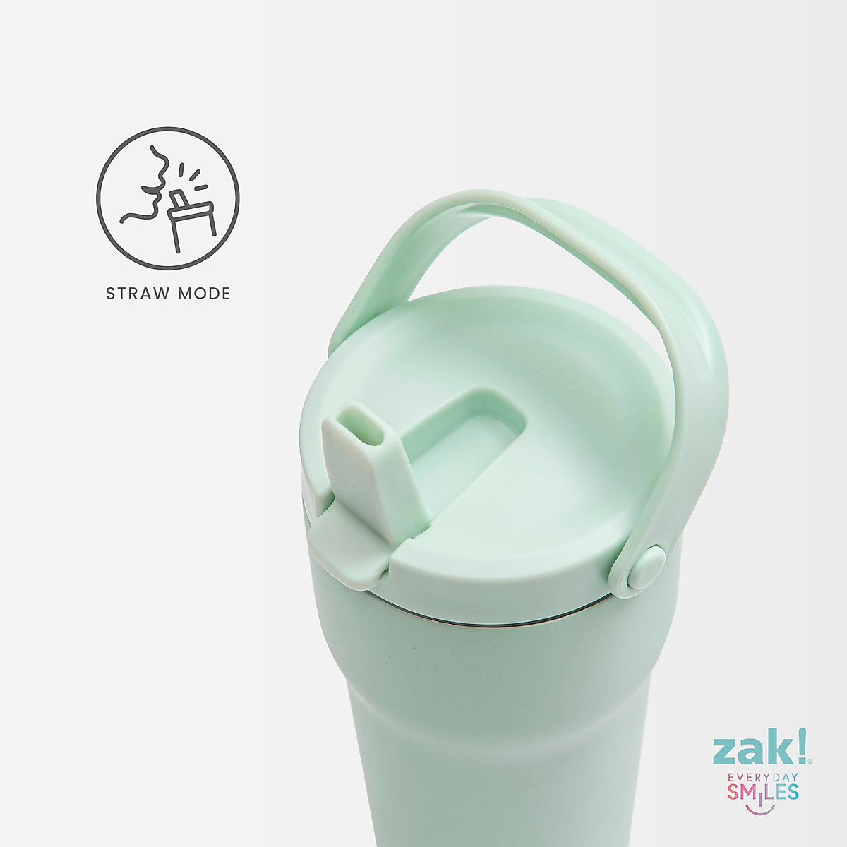 Zak Designs Sutton Travel Tumbler for On the Go, 30oz Stainless Steel with Vacuum Insulation, Straw Spout, Carry Handle for Cold Drinks (Vanilla Yellow)