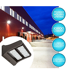 Westgate Lighting Rotatable LED Wall Packs 360 Degrees - Outdoor Lights Parking Yard - Waterproof IP65 - UL Listed - High Lumen 120-277V (80 Watt 3000K Warm White)