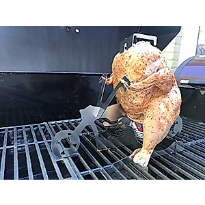 Flaming Bike Beer Can Chicken Stand! Beer chicken roaster; Stainless steel Chicken roasting rack for BBQ, Grill, oven; Great Gift! Stores flat--Space Saver! Includes SUNGLASSES…for the Chicken!
