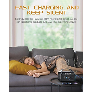 Portable Power Station 300W, 179.2 Wh LiFePO4 Battery Generator, Fast Charging Solar Generator, Portable Power Source for Camping, Hunting, Travel and Blackout(Solar panel not included)