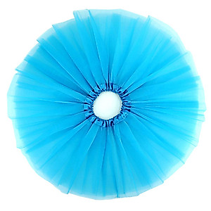 BGFKS 5 Layered Tulle Tutu Skirt for Girls with Hairbow, Ballet Dressing Up Kid Tutu Skirt (Blue, 2-8 Years Old)