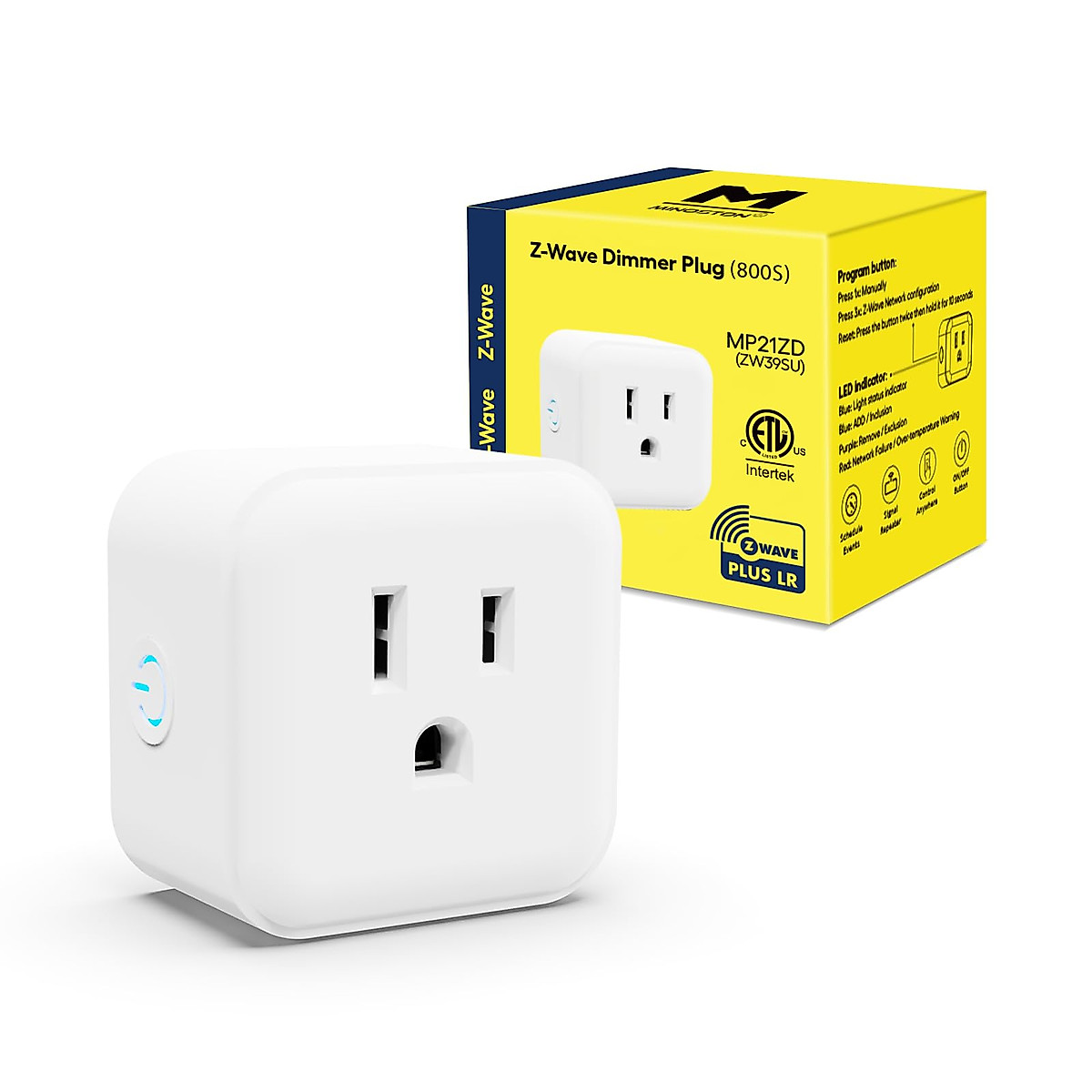 Minoston Z-Wave Plus Outlet, Mini Plug in Socket, 15A, Z-Wave Hub Required, Built-in Repeater/Range Extender, Work with SmartThings, Wink, Alexa, Google Assistant, FCC & ETL Listed(MP21Z)