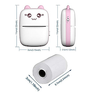 MHADBKH Thermal Printer with 5 Rolls Printing Paper for Smartphone Label Receipt Sticker Photo Notes