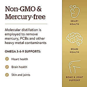 Solgar 1300 mg Omega 3-6-9, 120 Softgels - Fish Oil Supplement - Support for Heart, Joint & Skin Health - Includes Flaxseed & Borage - Contains EPA & DHA - Omega 3 Fatty Acids - 40 Servings