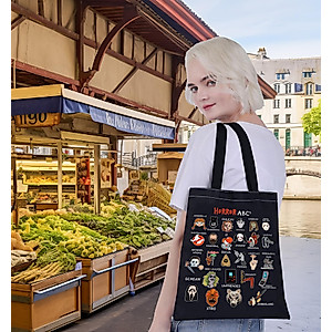 G2TUP Horror Movies Characters Canvas Bag Scary Movies Reusable Tote Bag Halloween Candy Bag (Horror ABC BL TG)