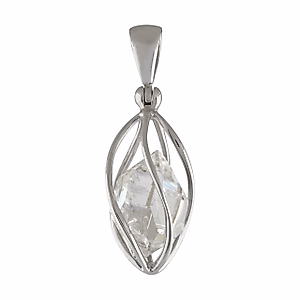 Starborn Sterling Silver cage set medium Herkimer Diamond Quartz Crystal Pendant
