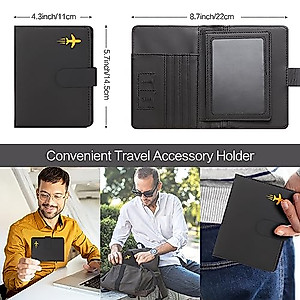 FACATH Premium Leather Passport Cover, RFID Blocking Travel Wallet for Men, Women & Family - Cruise Accessories (Black)