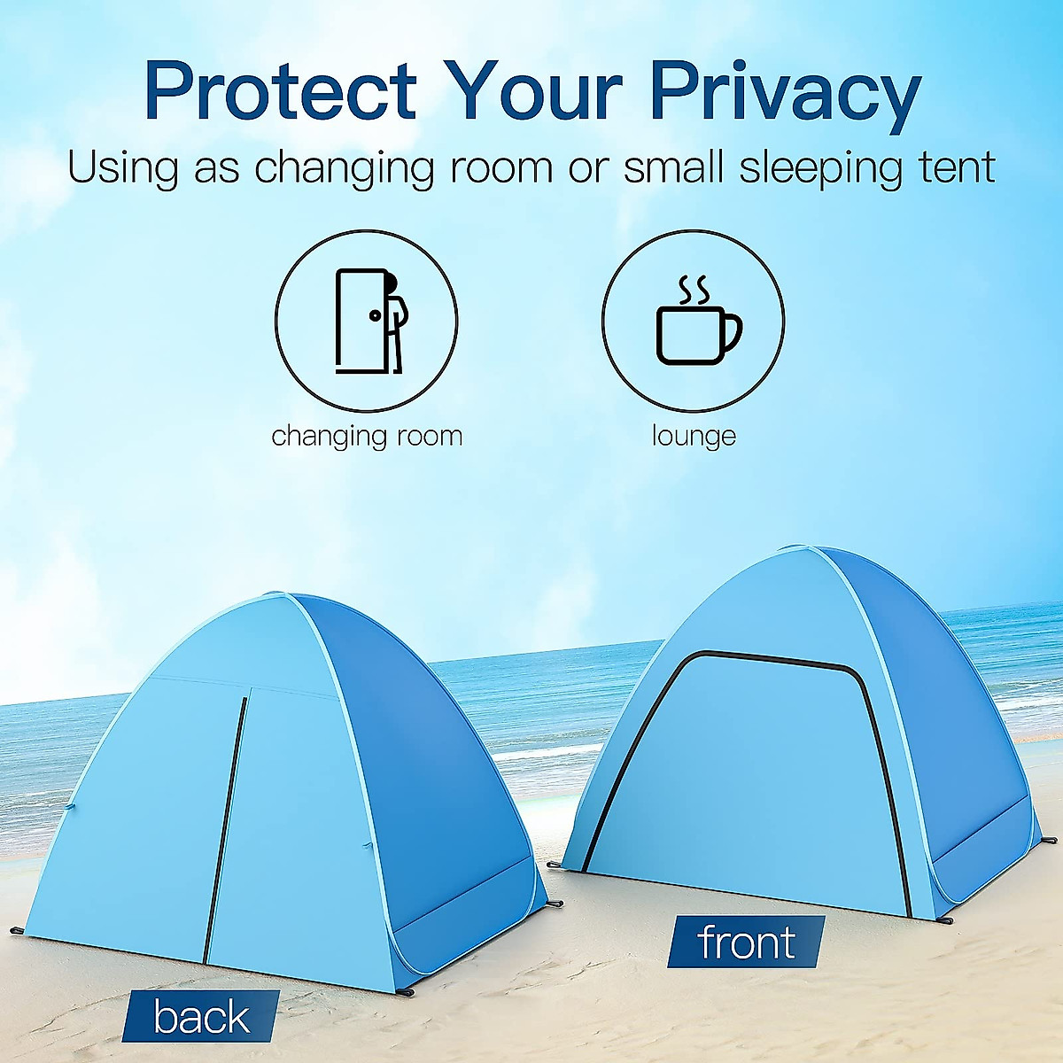 Beach Tent,Kratax UPF 50+ Sun Shelter,Lightweight Beach Sun Shade,Portable Babay Canopy Cabana,Automatic Sun Umbrella,Pop Up Beach Tents Fit 2-3 Person,for Kids Care Family Camping Picnic Fishing.