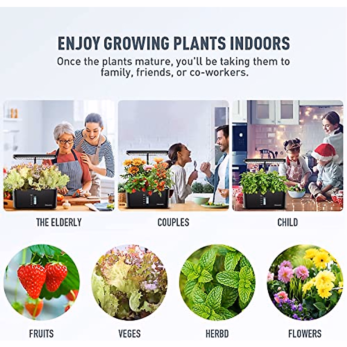 Indoor Garden Hydroponic Growing System: Plant Germination Kit Aeroponic Herb Vegetable Growth Lamp Countertop with LED Grow Light - Hydrophonic Planter Grower Harvest Veggie Lettuce