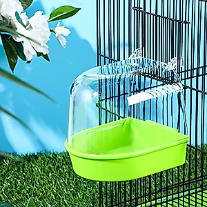 3 Pieces Clear Bird Bath for Cage Parakeet Bird Cage Accessories Hanging Bird Bath Box Parrot Bird Bathing Tub with Clear View for Small Birds Cockatiel Conure Canary Budgies Parrots Blue Green White