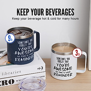 NOWWISH Inspirational Gifts for Women, Sometimes You Forget You're Awesome Coffee Mug, Thank You Gifts, Funny Birthday Gifts for Coworker, Friends, Mom, Wife - White