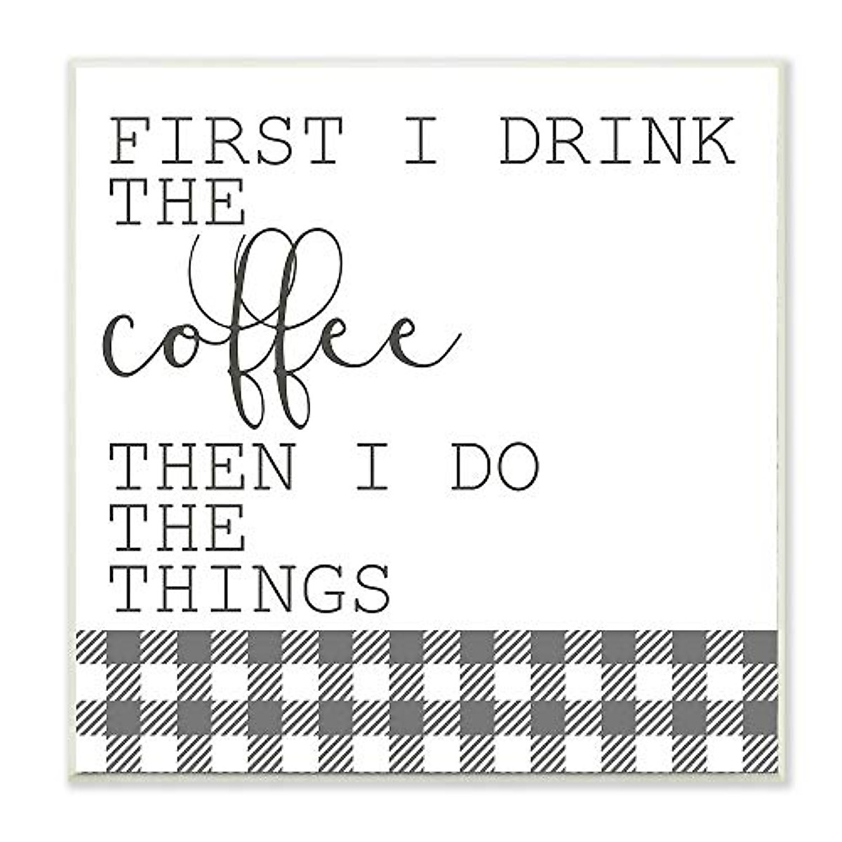 Stupell Industries Coffee Funny Word Kitchen Dining Room Neutral Grey Design Wall Plaque, 12 x 12, Multi-Color