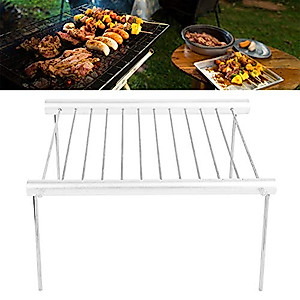 BBQ Grill Rack, Stainless Steel Folding Charcoal BBQ Rack Portable Simple Barbeque Grill Rack 12 inch for Outdoor Grill Camping Cooking Picnics