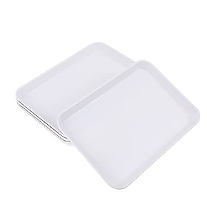 Rectangular Serving Tray 4pcs Decorative Serving Tray Melamine Snack Tray Plate Fruit Serving Tray Tea Drink Platter for Coffee Food Breakfast Dinner (White) Dining Tray