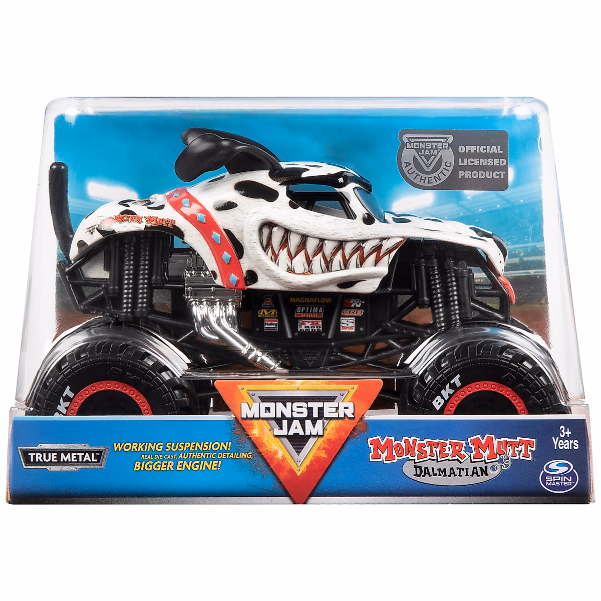 Monster Jam, Official Monster Mutt Dalmatian Monster Truck, Die-Cast Vehicle, 1:24 Scale