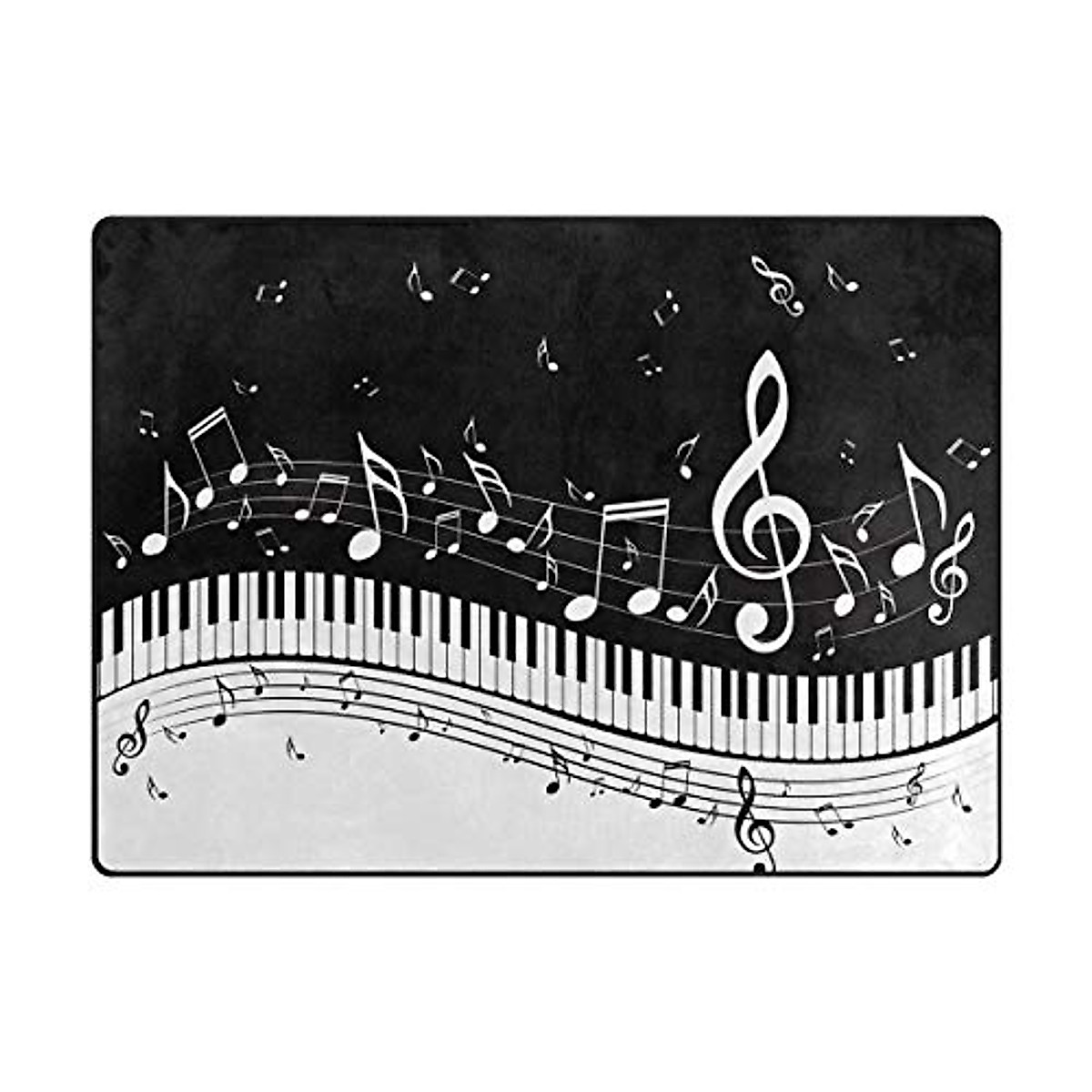 ALAZA Abstract Piano Music Note Black Area Rug Rugs for Living Room Bedroom 7' x 5'