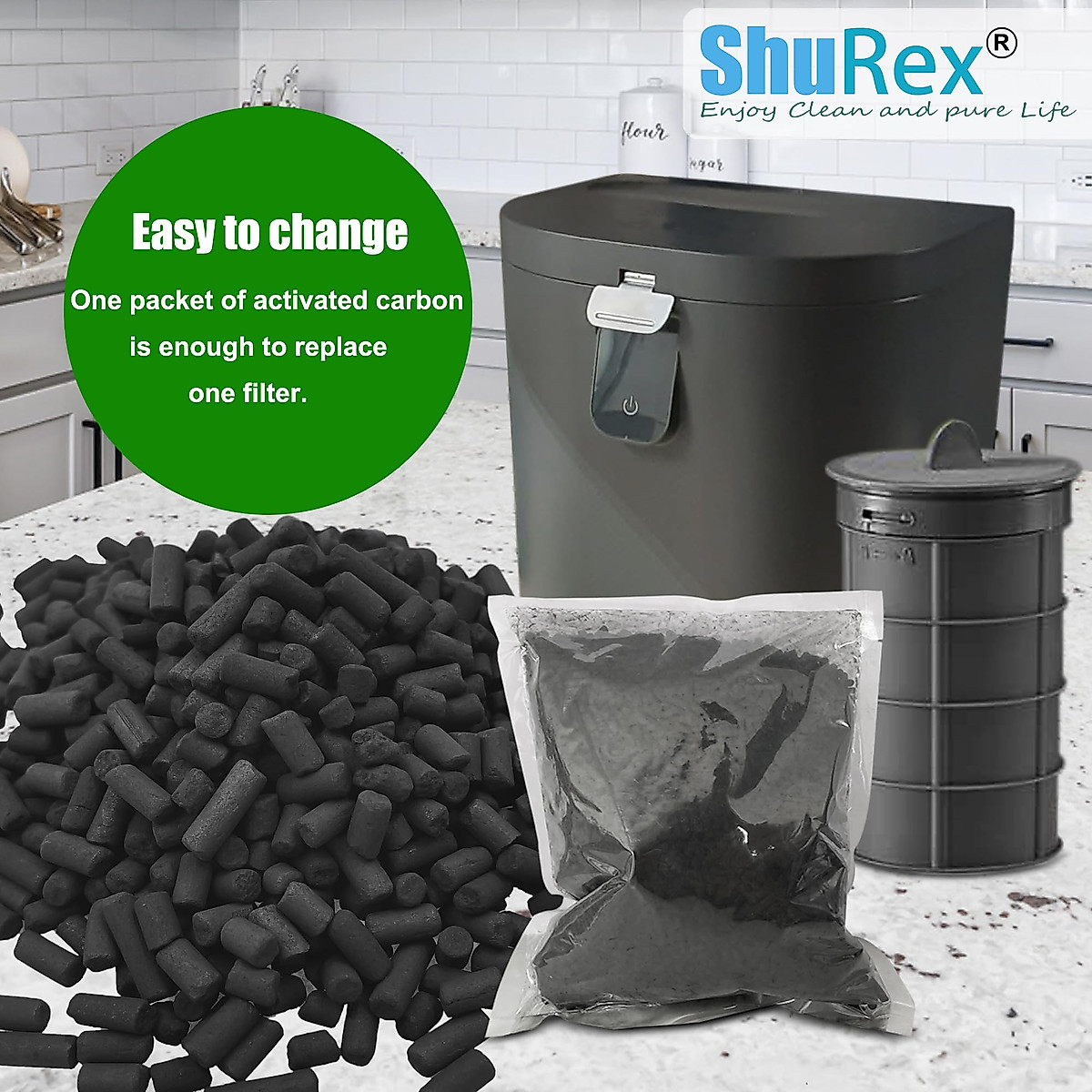 Shurex Odor Absorbing Filter Refills for Vitamix Eco 5 FoodCycler Food Waste Reducer, Replacement Activated Carbon for Vitamix Eco 5 Foodcycler Replacement Filters