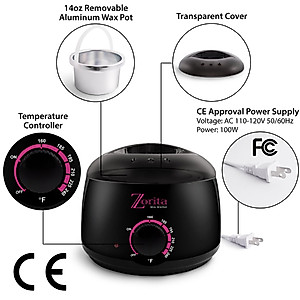 Wax Warmer Hair Removal kit,Professional home heater machine,Hot waxing melts pot stripless, facial body bikini brazilian with 4 pearl hard wax beans+Applicator sticks+Manicure set for Women & Men