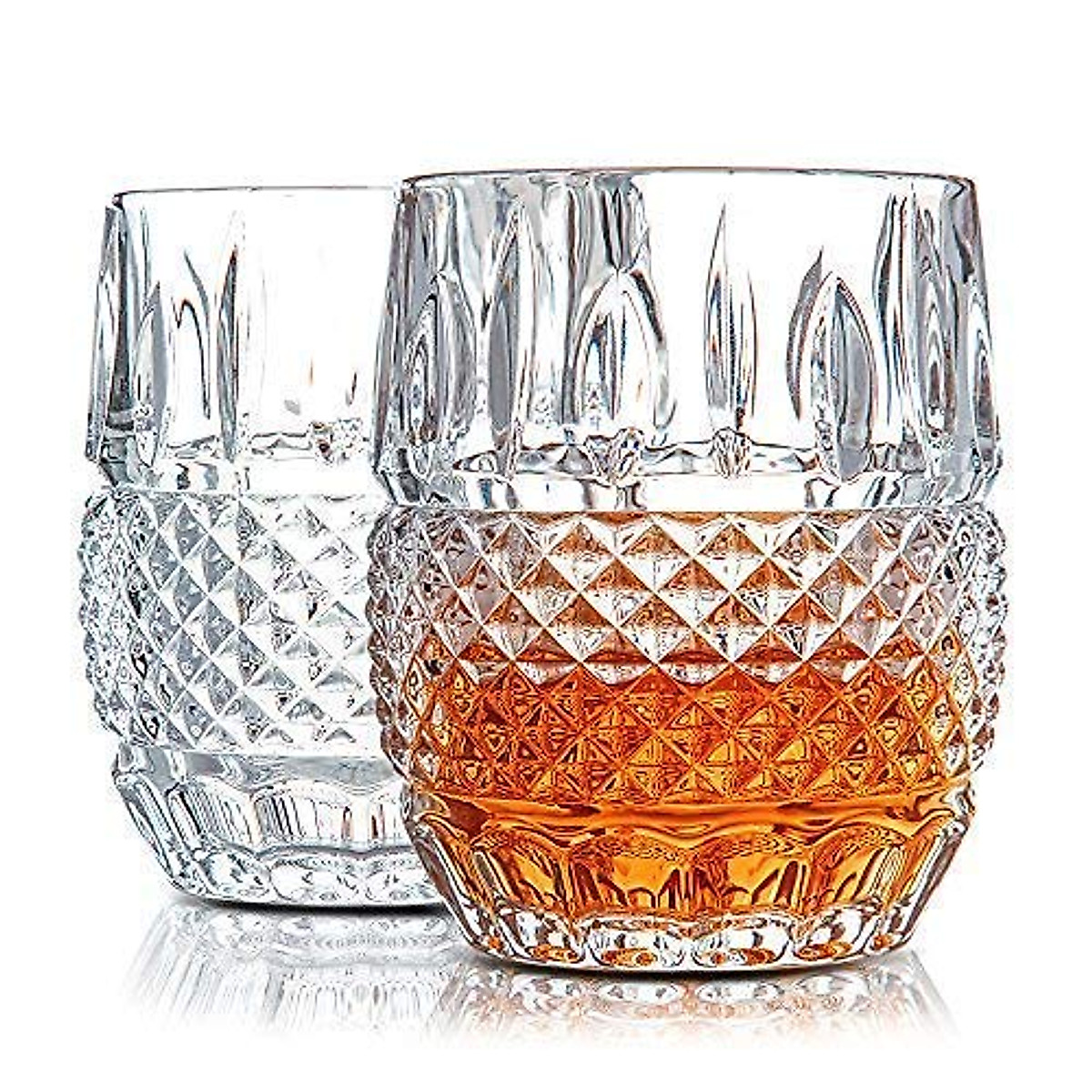 Unique Whiskey Glasses Set of 2, 10oz Ultra Clarity Crystal Glass Rocks Tumblers, Liquor, Bourbon or Scotch, Old Fashioned Rocks Glass Tumbler for Scotch, Cocktail, Liquor