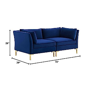 Modway Ardent Performance Velvet Loveseat, Navy