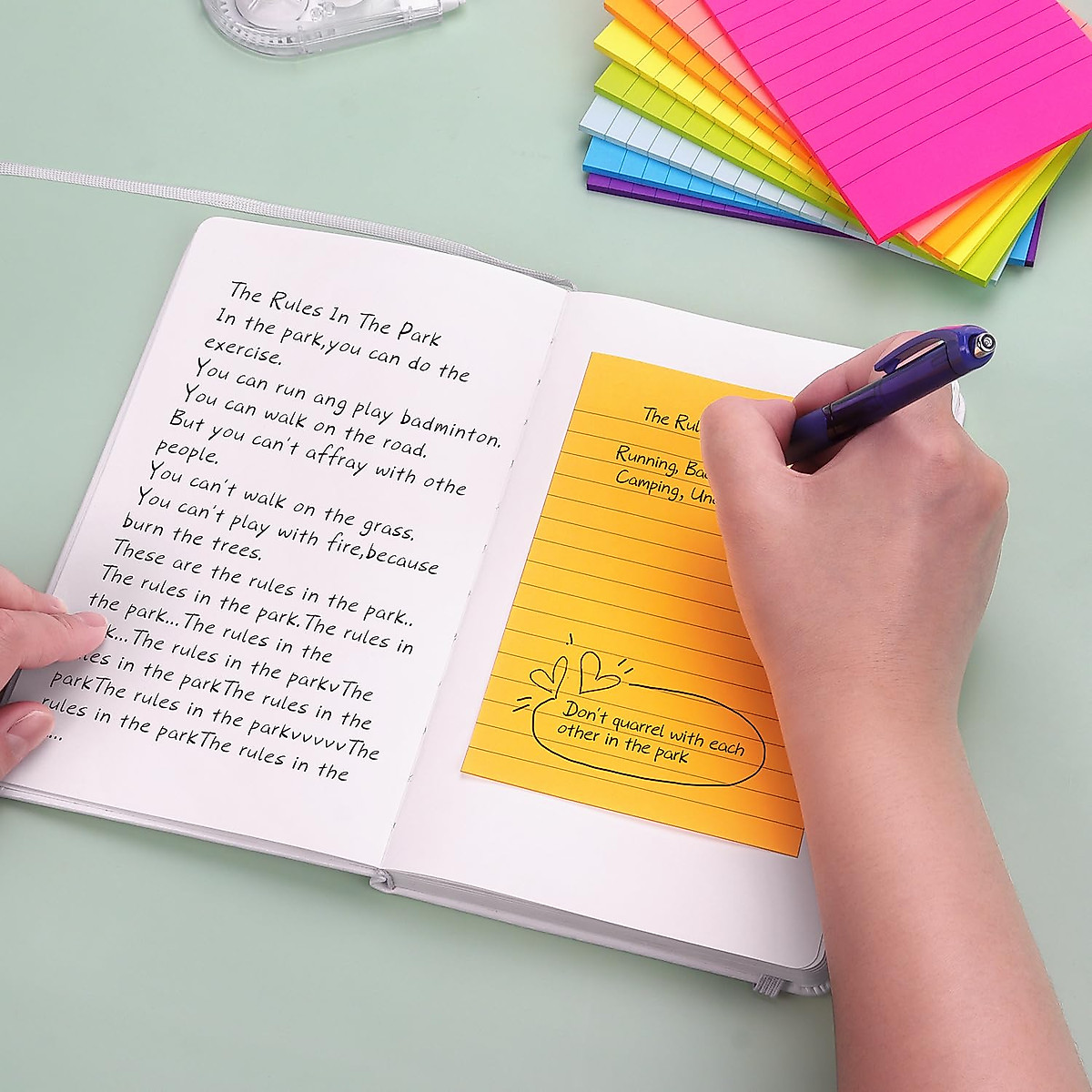 Sticky Notes with Lines 4x6 Lined Sticky Notes 8 Bright Multi Colors 8 Pads 35 Sheet/Pad