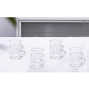 Motanber Espresso Cups Set of 8, Espresso Shot Glass 3.5 OZ, Mini Glass Cup, Clear Glass Tea Mugs, Small Coffee Cup with Handle for Latte, Tea, Espresso Machine