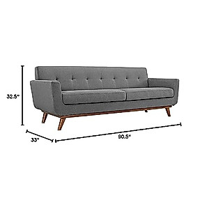 Modway Engage Mid-Century Modern Upholstered Fabric Sofa in Expectation Gray