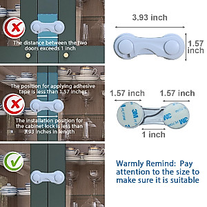 Cabinet Door Locks for Baby Proof and Child Safety, 4 Pack Cabinet Locks with Adhesive for Drawer Cupboards Fridge Oven Closet and Pantry, Childproof Door Latch for Protecting Kids Toddler and Infant