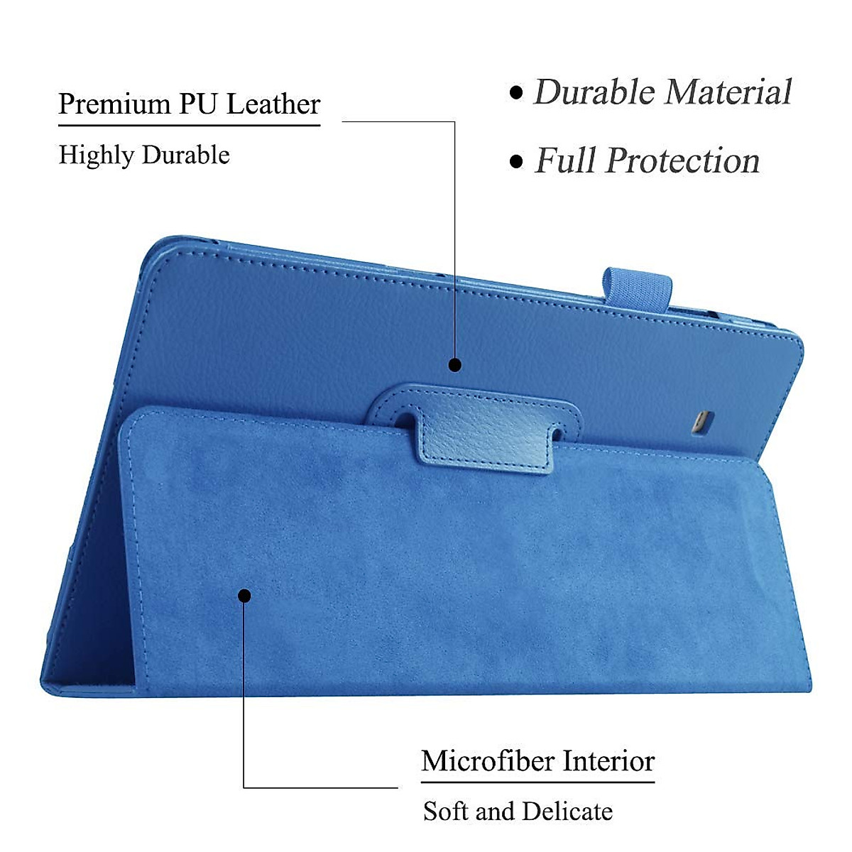 EKVINOR Galaxy Tab E 9.6 Case - Slim Leather Stand Folio Case Cover for Samsung Galaxy Tab E 9.6 Inch Tablet (Fit All Versions SM-T560 T561 T565 and SM-T567V) - Light Blue