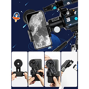 Telescope for Kids Adults Astronomy Beginners over 8 Years Old, 70mm Aperture Astronomical Refractor Telescopes with Phone Adapter & Wireless Remote, Astronomy Space for Christmas Birthday