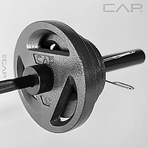 CAP Barbell 165 LB Olympic Grip Plate Set with 7 FT Olympic Bar and Collars
