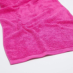 2 Pack Fingertip Kitchen Towels, Terry Velour Cotton, 11"x18", Hemmed Small Hand Face Towels (Hot Pink)