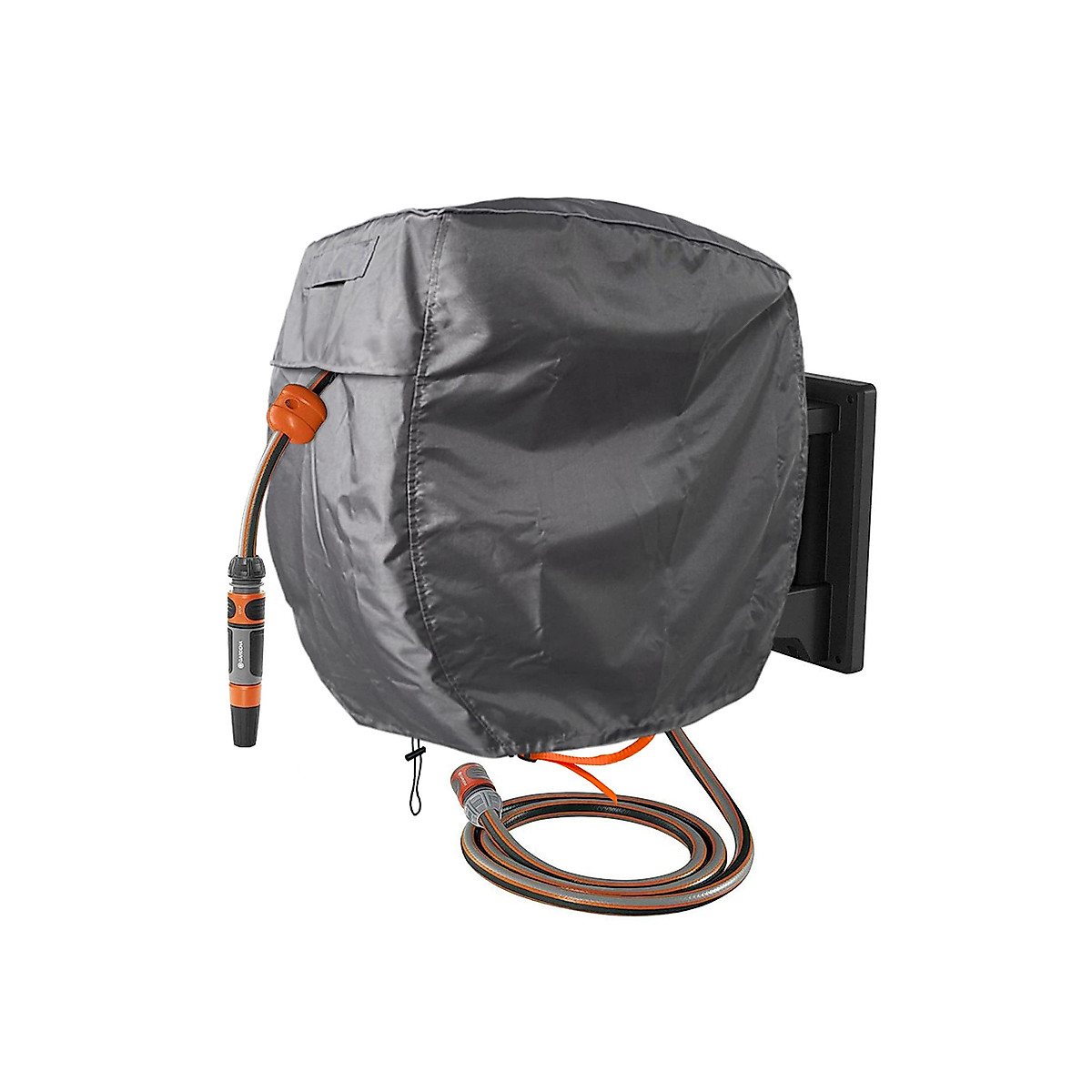GEHENG Garden Wall Mounted Retractable Hose Reel Cover, 450D Oxford Polyester Coated Tarp, 100% Waterproof Sunscreen Hose Reel Cover, for:Giraffe tools,Ayleid,Gardena and More.grey,24"L x18"Wx24H".