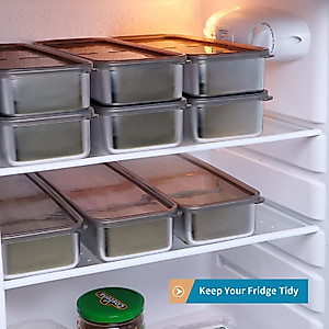 Sanbege 2 Pcs Bacon Containers with Airtight Lids, 304 Stainless Steel Deli Meat Keeper, Stackable Food Storage Boxes for Refrigerator, Saving Lunch Ham, Spaghetti, Asparagus, Celery