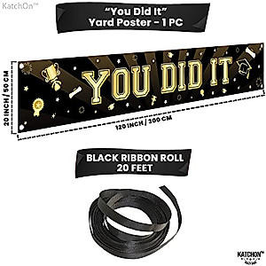 KatchOn, You Did It Banner - XtraLarge, 120x20 Inch | Graduation Yard Sign, Black and Gold 2023 Graduation Decorations | Graduation Banner | Graduation Backdrop, Graduation Decorations Class of 2023