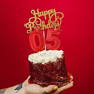 3.15in Birthday Number Candle, Red 3D Candle Cake Topper with Crown Cake Numeral Candles Number Candles for Birthday Anniversary Parties (4)