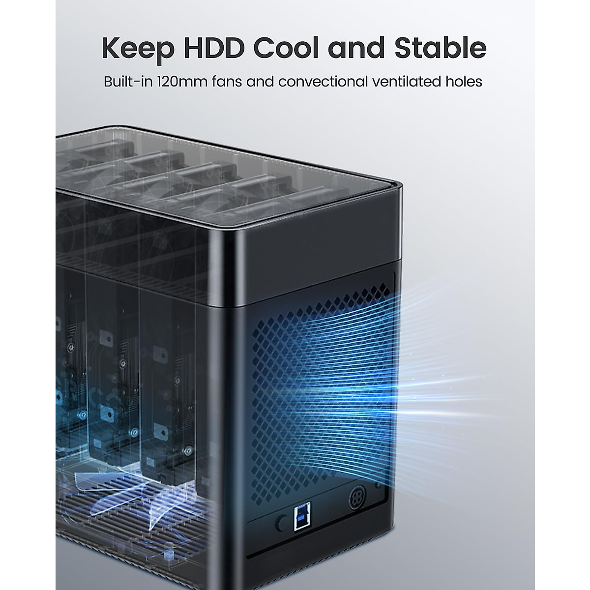 ORICO 5 Bay 3.5inch Hard Drive Enclosure USB 3.0 to SATA Magnetic Tool-Free External HDD Docking Station Case with 12V/6.5A Power Adapter for Family Storage Expansion Up to 90TB (5x18) - DS500U3