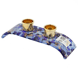 GlassOfVenice Murano Glass Shabbat Candle Holder - Blue